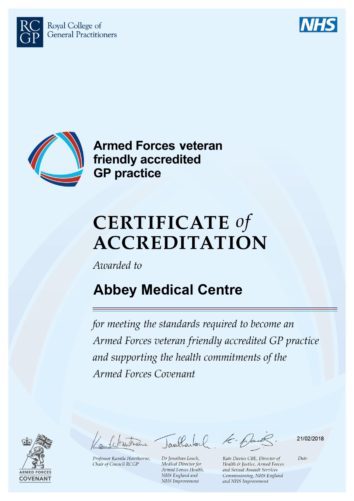 Armed Forces Veteran Friendly « Abbey Medical Centre
